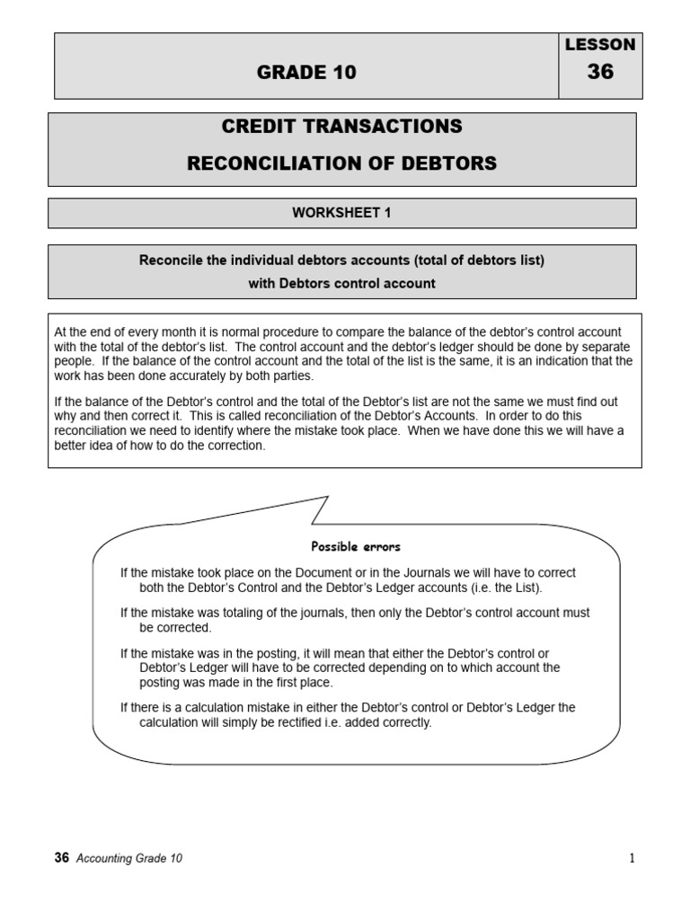 36 NOTES wk10 Debtors Recon | PDF | Debits And Credits | Financial Services