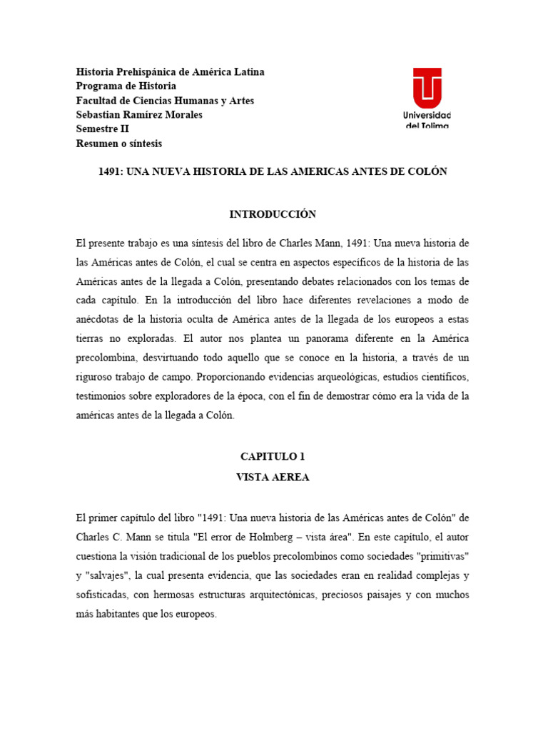 Sebastian Ramirez Trabajo Libro 1491 | PDF | Era precolombina | Iroqueses