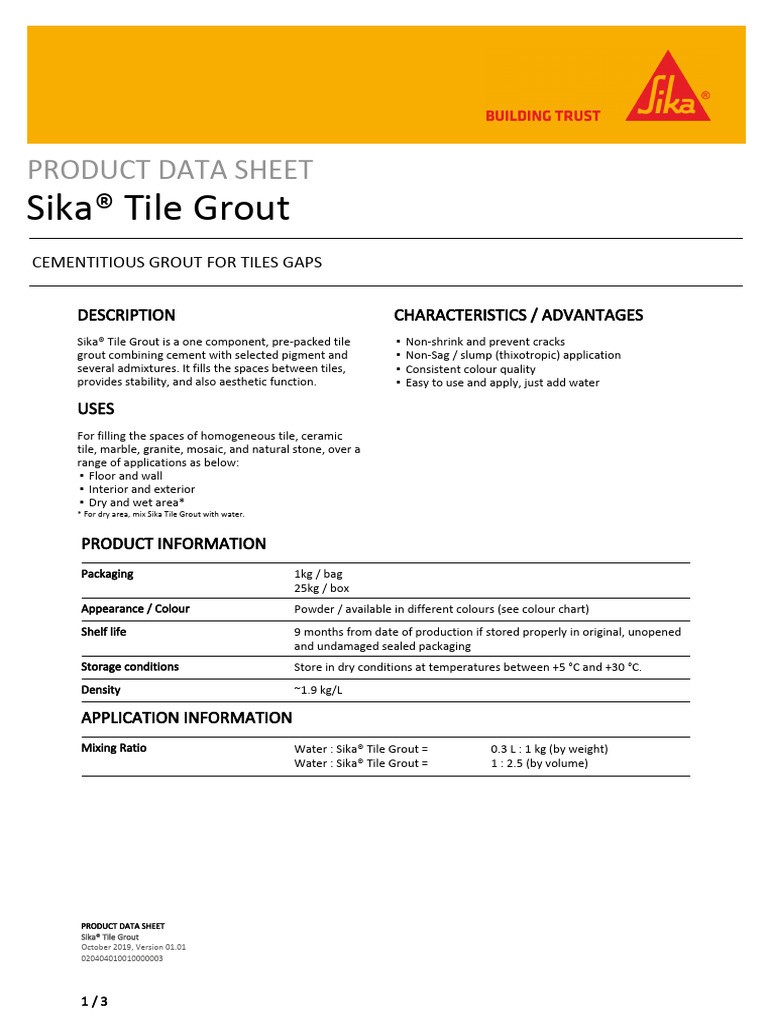 sika_tile_grout | PDF | Tile | Concrete