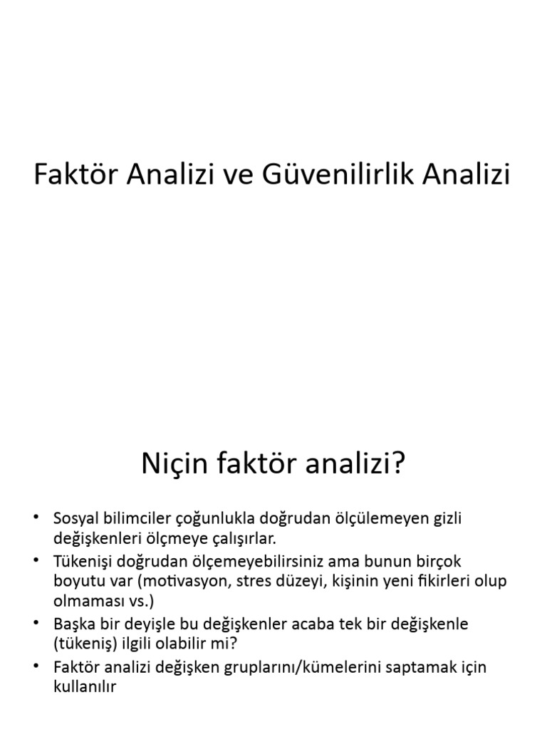 Bolum 10 11 Faktor Analizi Ve Guvenilirlik MSGW | PDF
