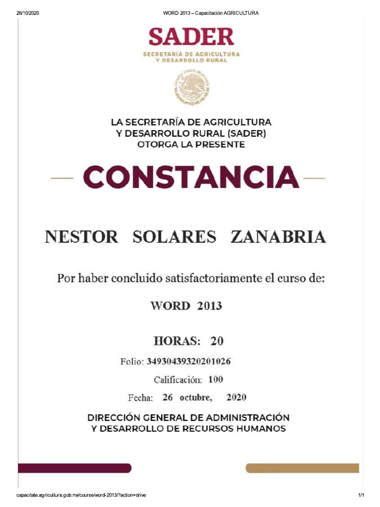 Contancia de Word 13 | PDF