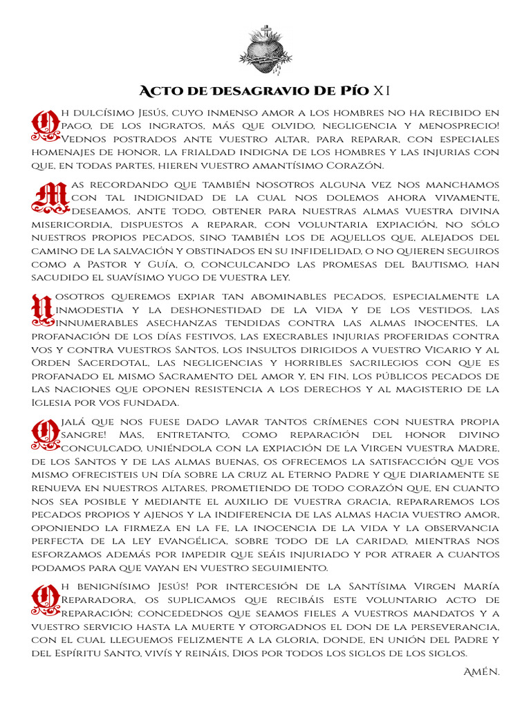 Acto de Desagravio Pio XI | PDF | Pecado | Teología