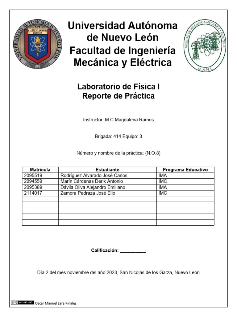 Práctica Lab Física 8 | Descargar gratis PDF | Mecánica | Fenomeno fisico
