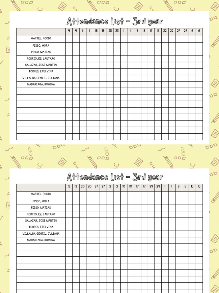 3rd Year Attendance List | PDF | Travel | History