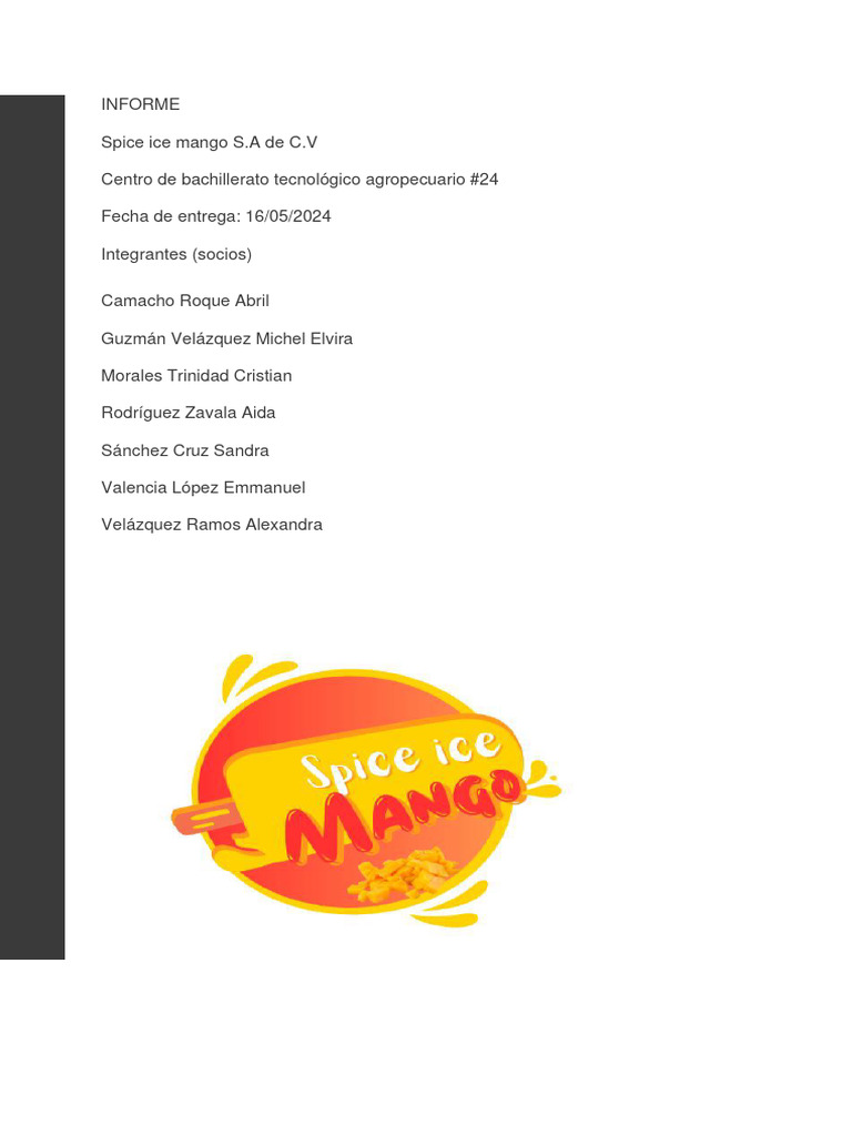 Proyecto de Paletas de Mango CBTA 24 | PDF | Iniciativa empresarial ...