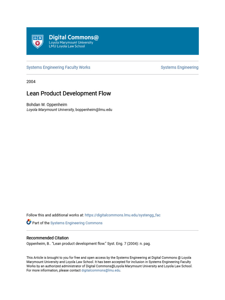 Lean Product Development Flow | PDF | Lean Manufacturing | Systems Engineering