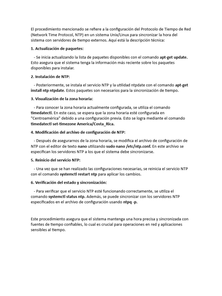 Configuración NTP en Unix/Linux | PDF