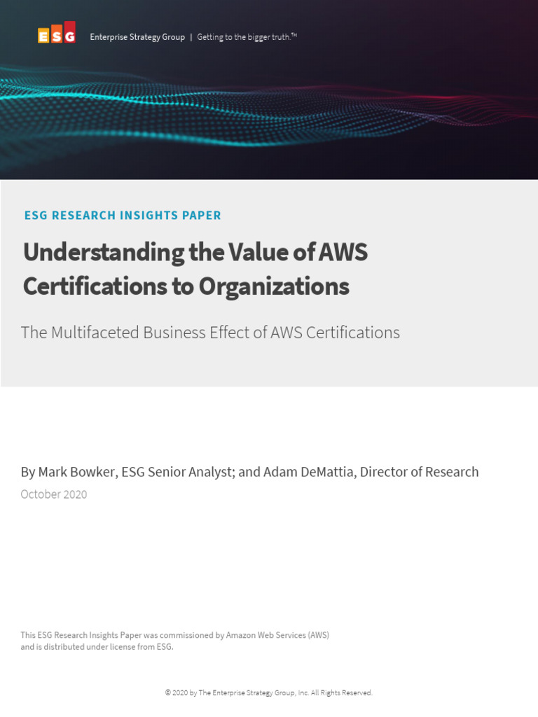 ESG Research Insights Paper AWS Certification Oct 2020 Final 10.23.20 | Download Free PDF ...