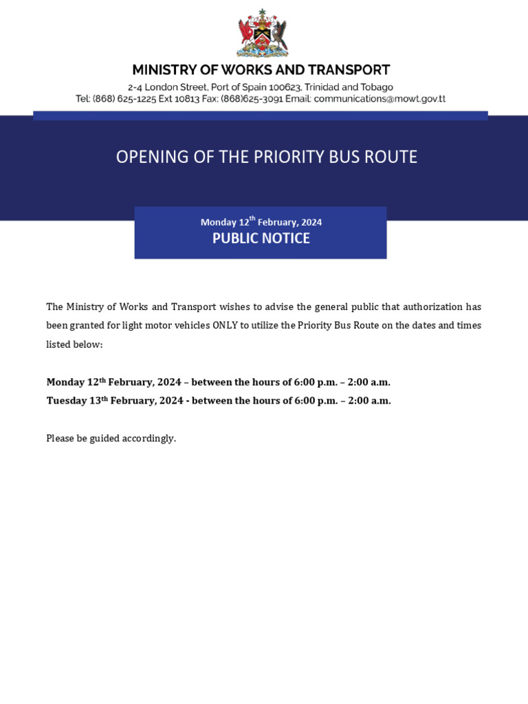 Priority Bus Route Access Notice 2024 | PDF