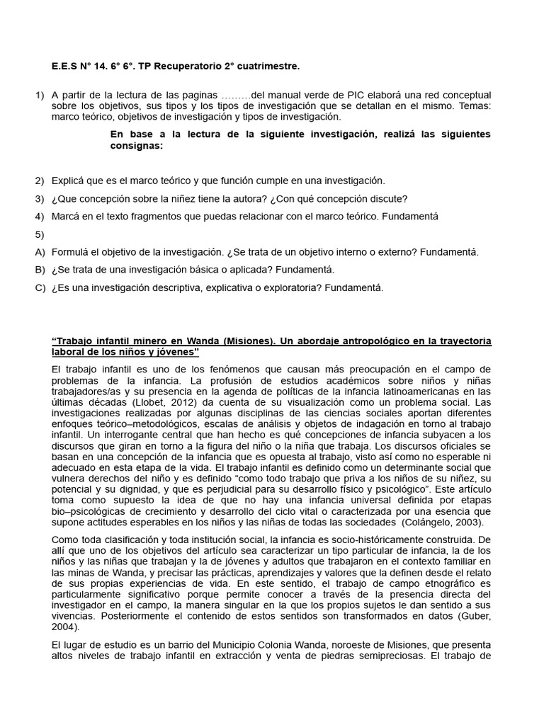 Integrador Pic 2do Cuatrimestre | PDF | Adultos | Socialización