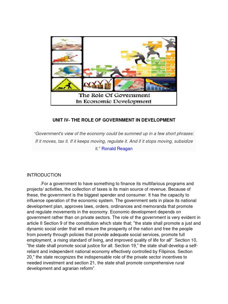 Government's Role in Economic Development | PDF | Infrastructure | Taxes