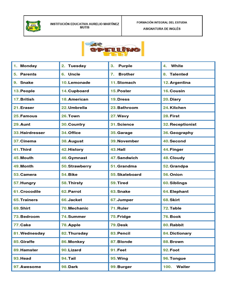 Spelling Bee 2024 | PDF