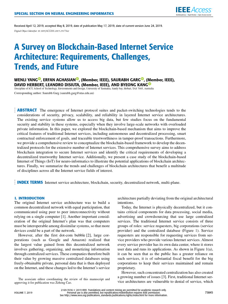 Blockchain-Based Internet Service Survey | PDF | Peer To Peer | Internet