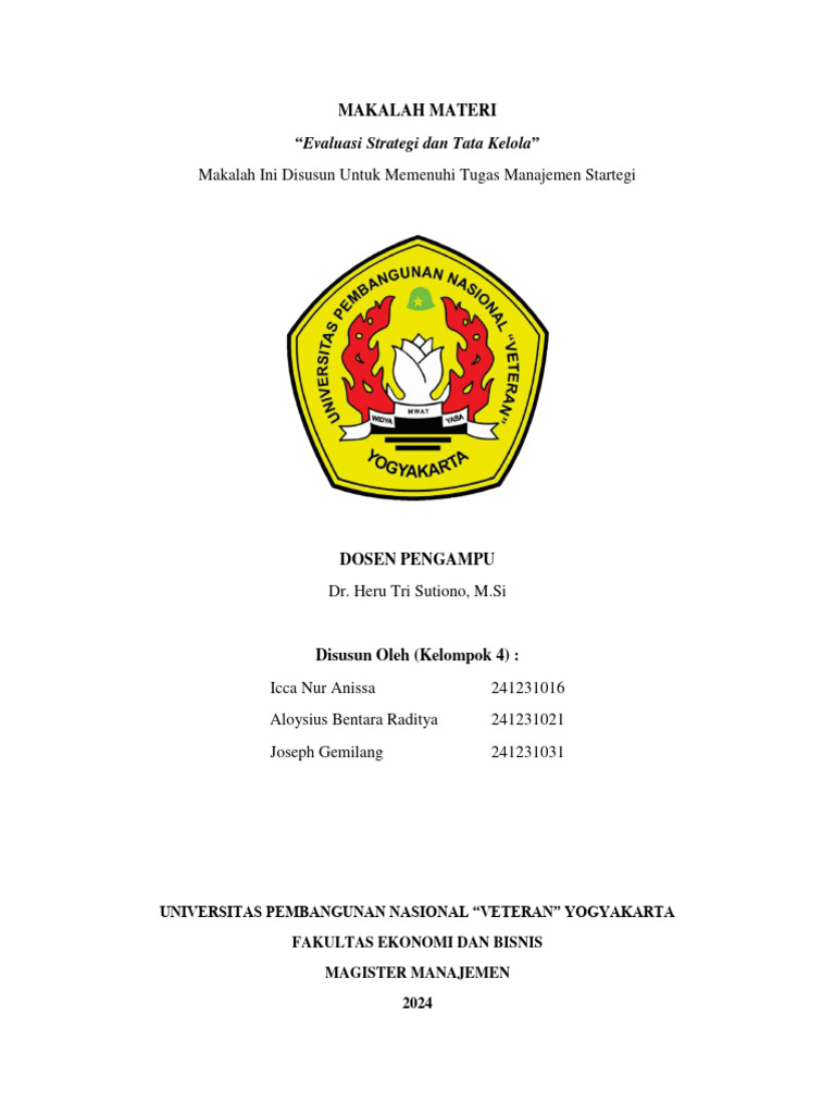 Makalah Kel 4 - Evaluasi Strategi Dan Tata Kelola | PDF