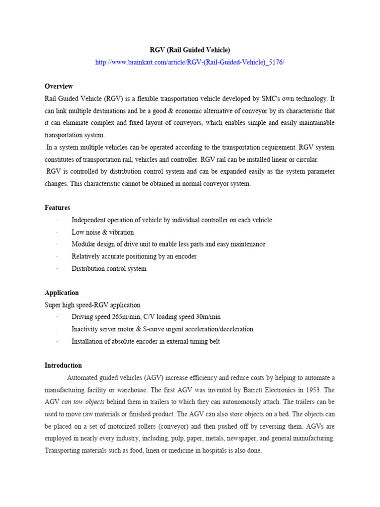 RGV Introduction | PDF | Manufactured Goods | Transport