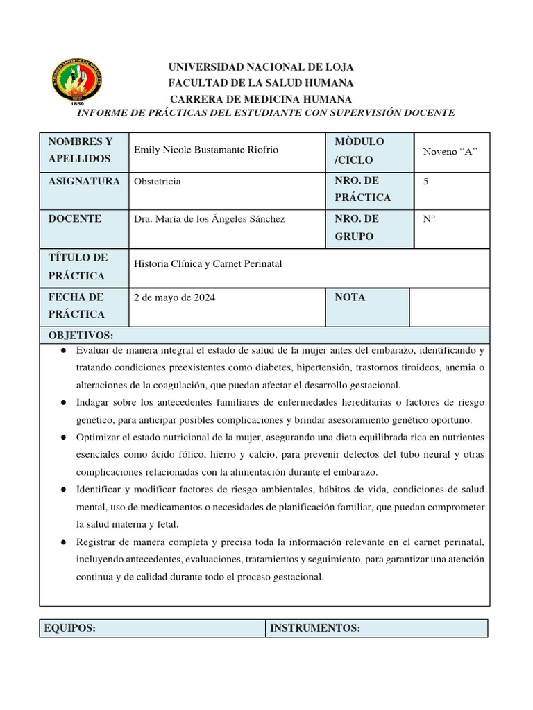 Practica 5 - Carnet Perinatal. U1 | PDF | El embarazo | Salud pública