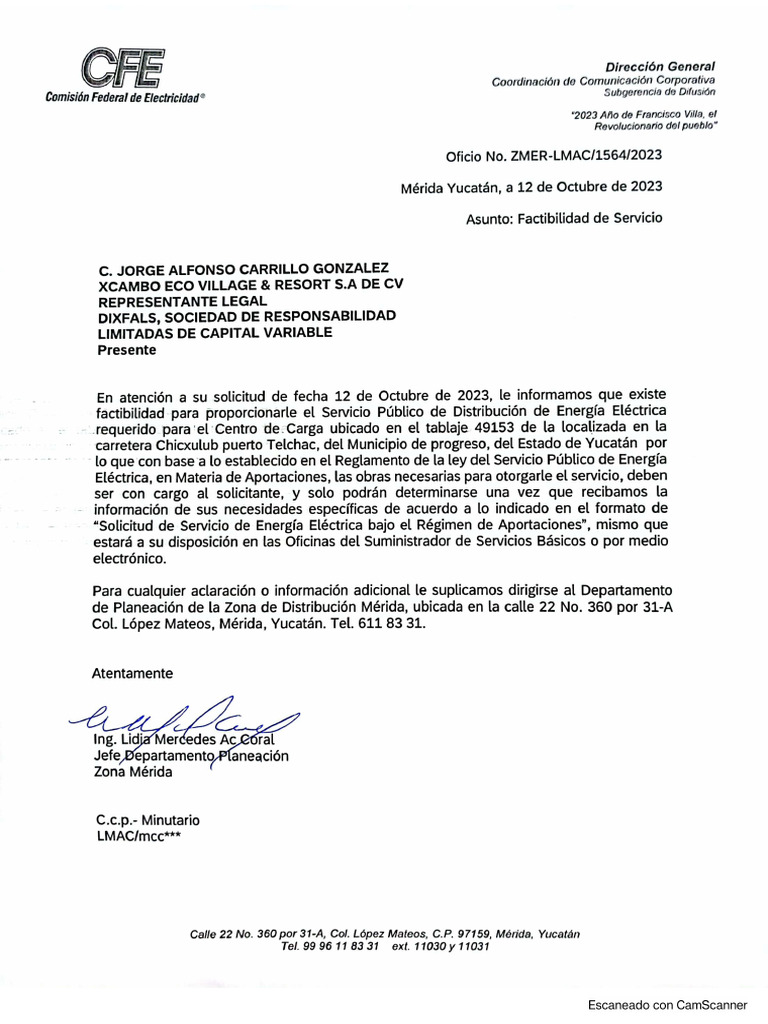 Factibilidad CFE TAB 49153 Residecial Flamingo | PDF