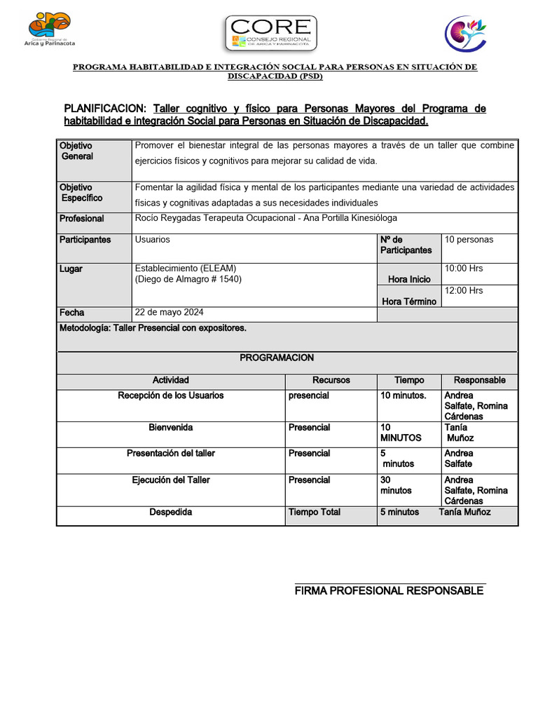 FORMATO PLANIFICACION TALLER PROGRAMA HABITABILIDAD (1 (1) | PDF | Sicología | Ciencias del ...