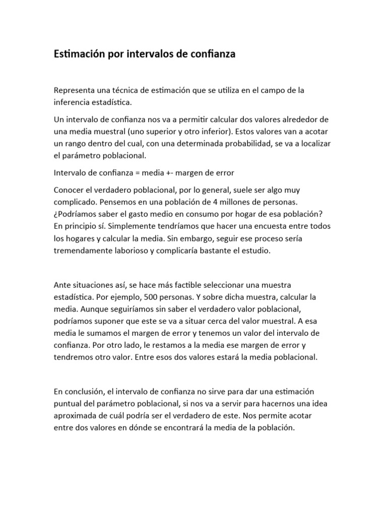 Estimacion Por Intervalos de Confianza | PDF | Intervalo de confianza | Teoría de la estimación