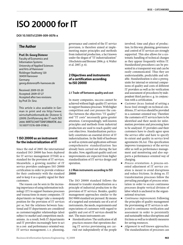 ISO 20000 For IT: The Author | PDF | Business