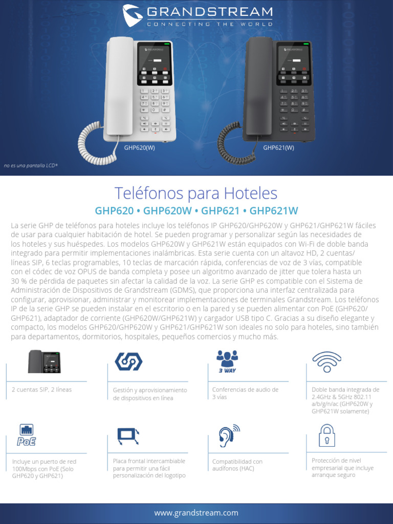 Teléfonos IP GHP620/GHP621 para Hoteles | PDF | USB | Calidad de servicio