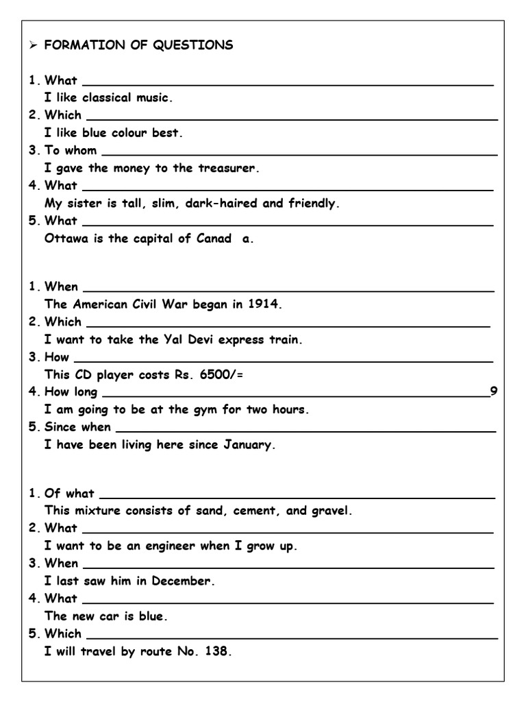 Formation of Questions | PDF