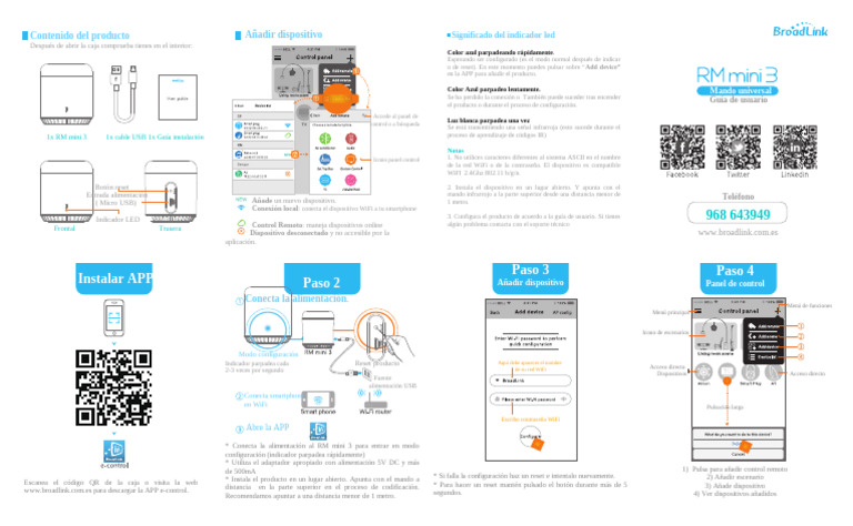 Manual Español Broadlink RM Mini3 | PDF | Wifi | Aplicación movil