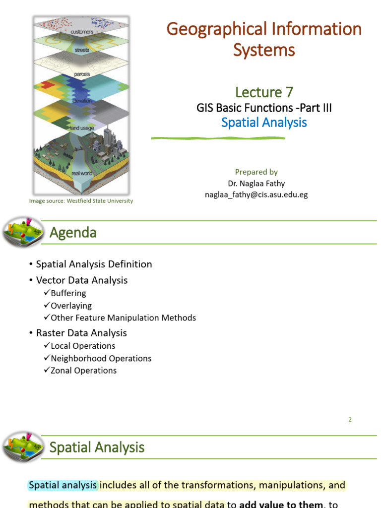 Lecture 7 - Spatial Analysis | PDF | Geographic Information System | Spatial Analysis
