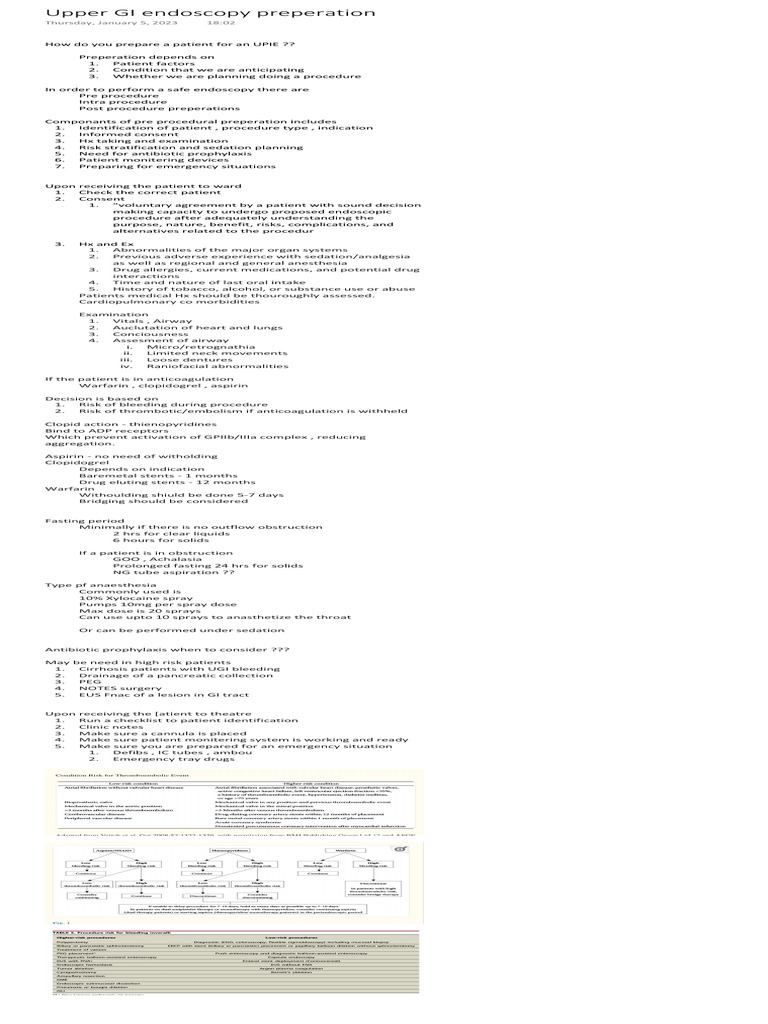 Upper GI Endoscopy Preperation | PDF | Medicine | Clinical Medicine