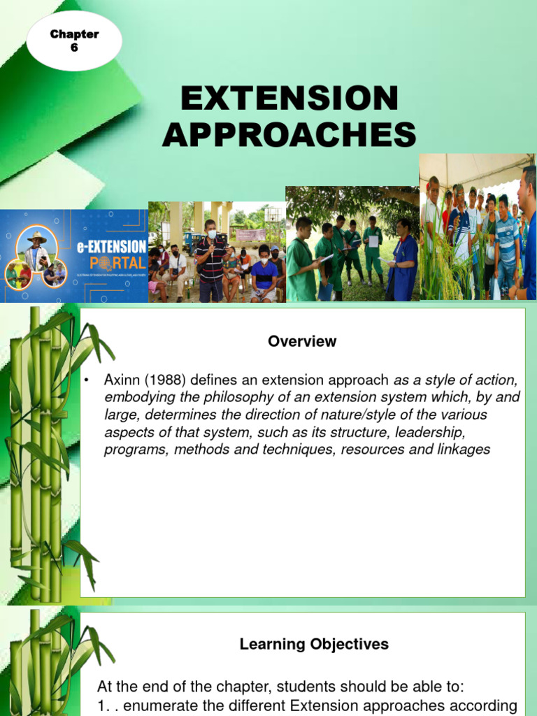 AGRI 21a CHAPTER 6. EXTENSION APPROACHES | PDF | Agriculture | Commodity