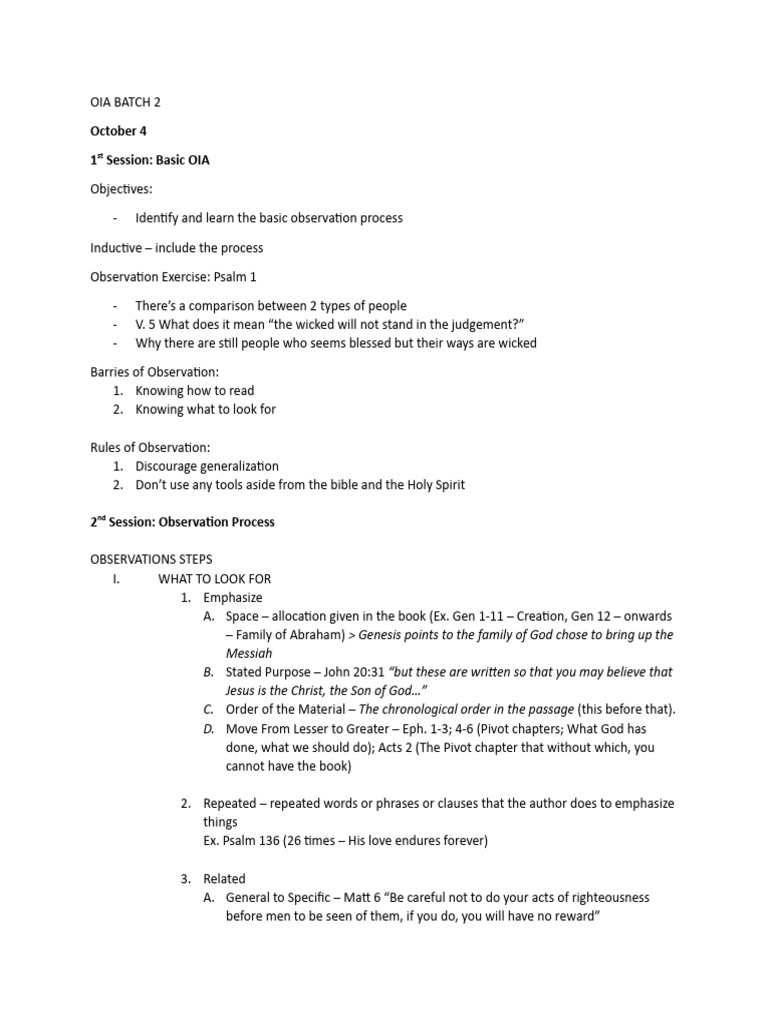 OIA BATCH 2 - Notes | Download Free PDF | Bible | Bible Translations ...
