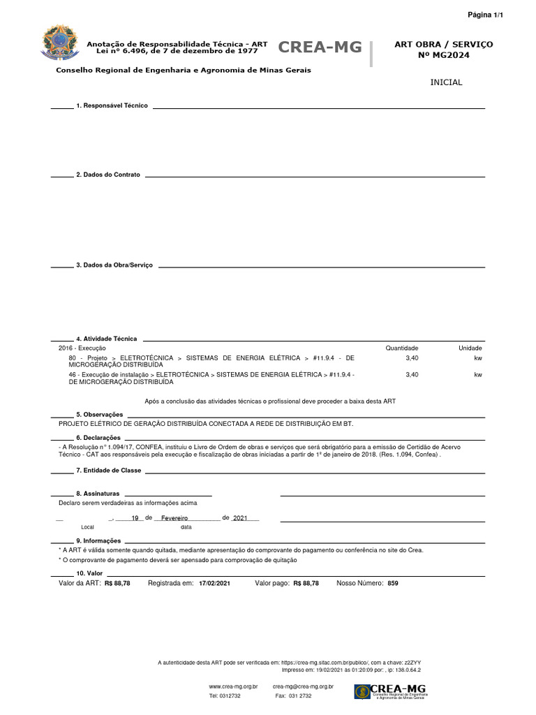 MODELO ART | PDF | Engenharia Elétrica