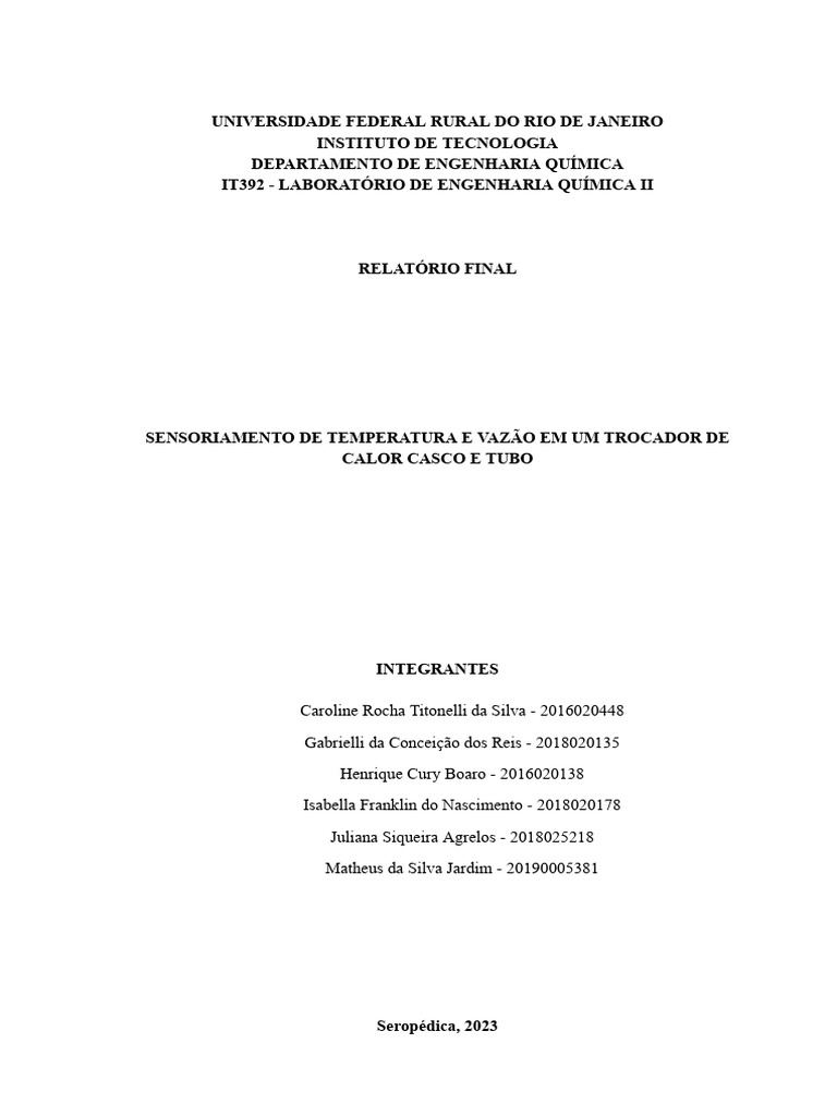 Monitoramento em Trocador de Calor | PDF | Alternador de energia elétrica | Arduino