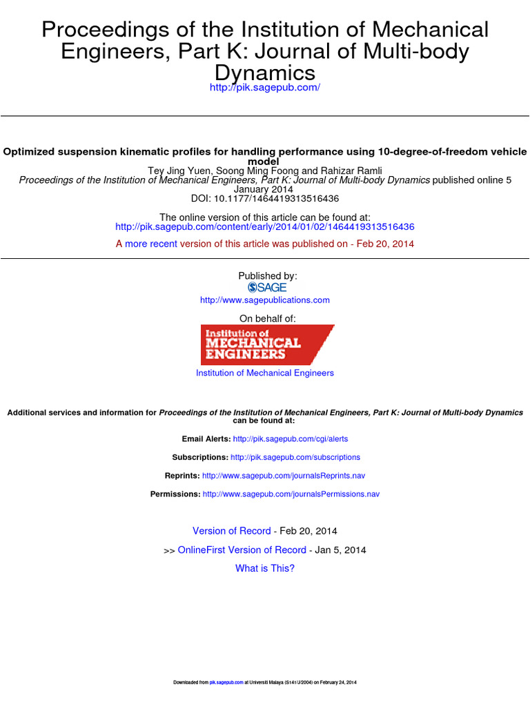 Optimized Suspension Kinematic Profiles | PDF | Simulation | Mechanical Engineering