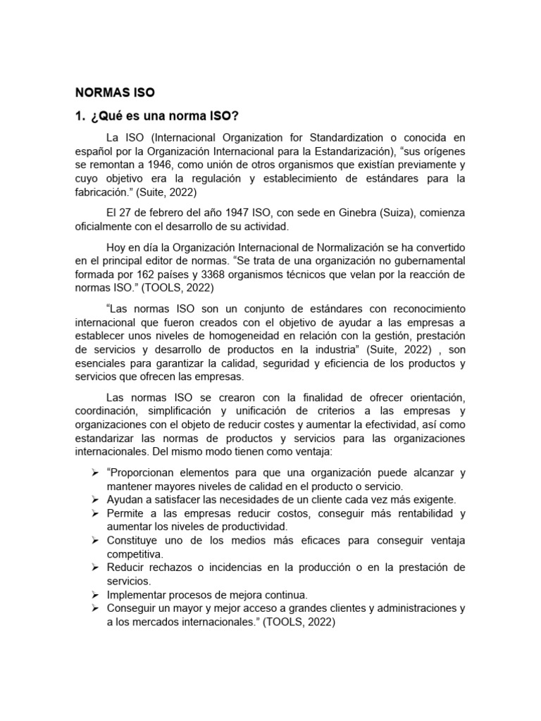 Normas ISO | PDF | Calidad (comercial) | Organización internacional para la estandarización