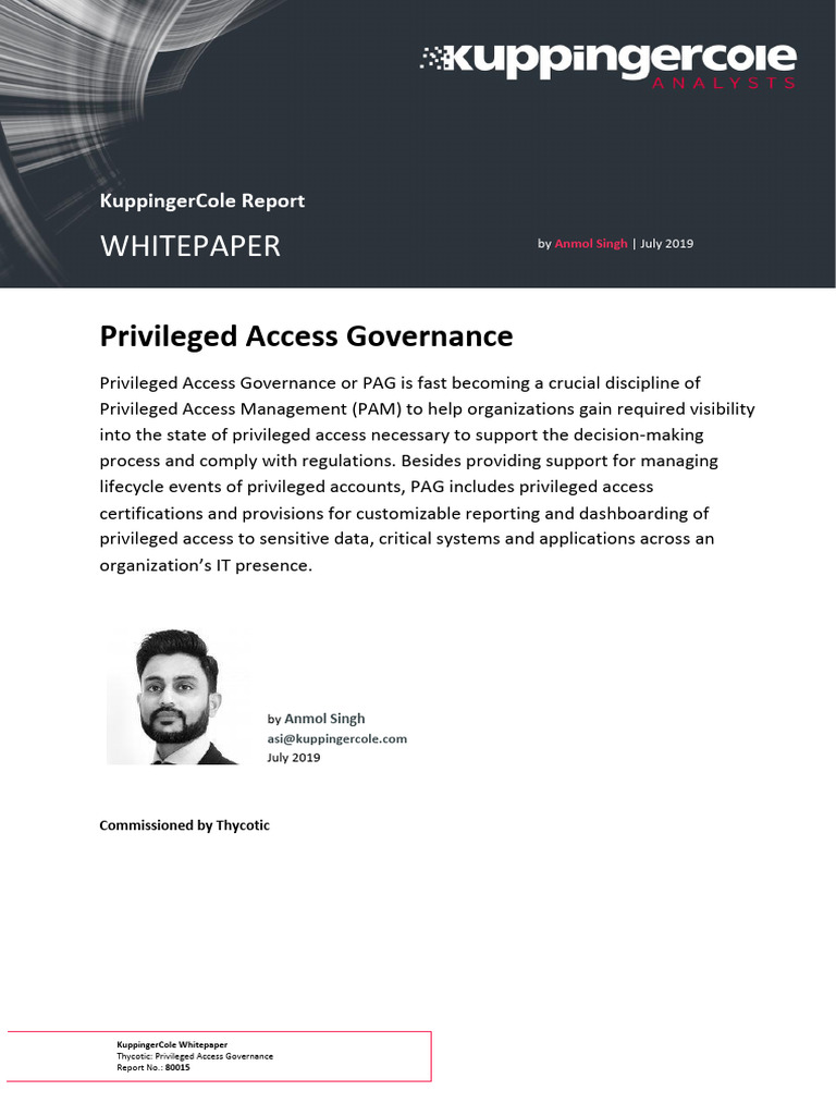 Analyst Kuppingercole Thycotic Privileged Access Governance | PDF | Computer Security | Security