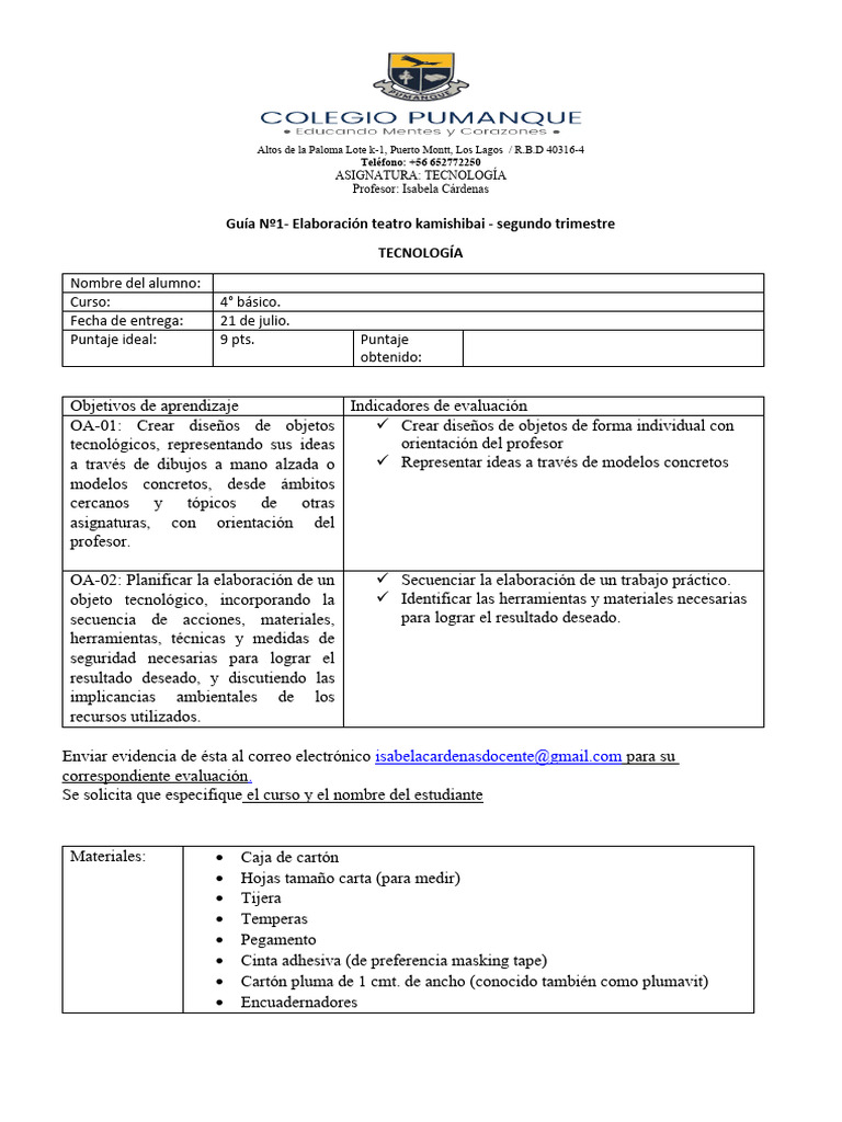 Guia n01 Segundo Trimestre Teatro Kamishibai | PDF