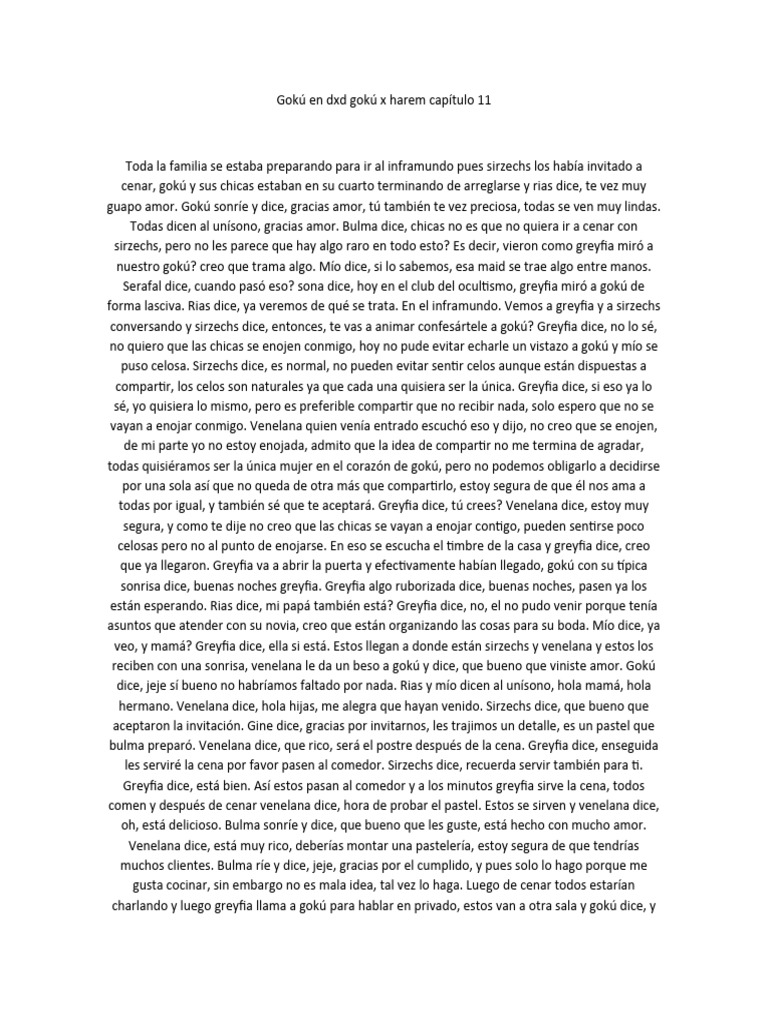Gokú en DXD Gokú X Harem Capítulo 11 | PDF | Amor