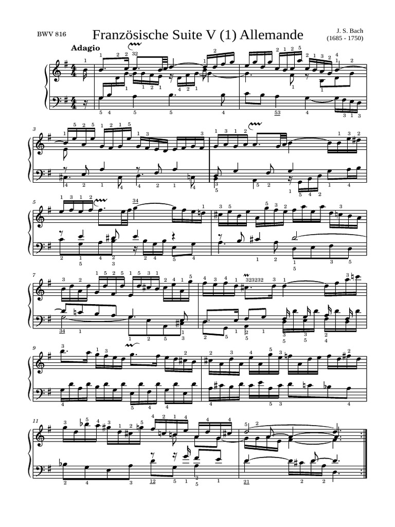 Bach's Allemande BWV 816 | PDF | Compositions | Choral Music