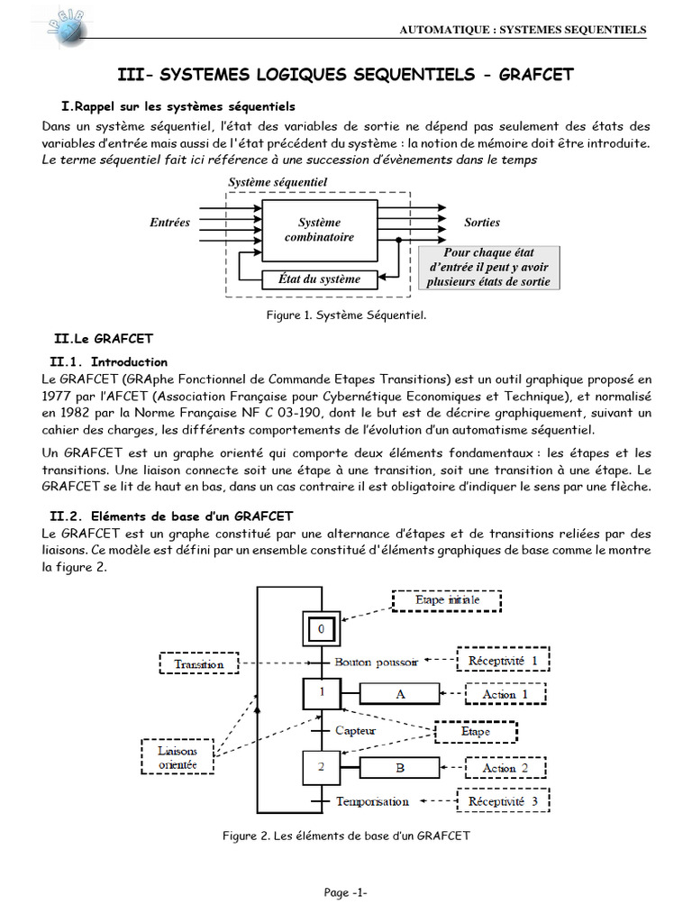 Cours Logique Séquentielle, Grafcet 20-21 | PDF | Perceuse | Algèbre de Boole (logique)