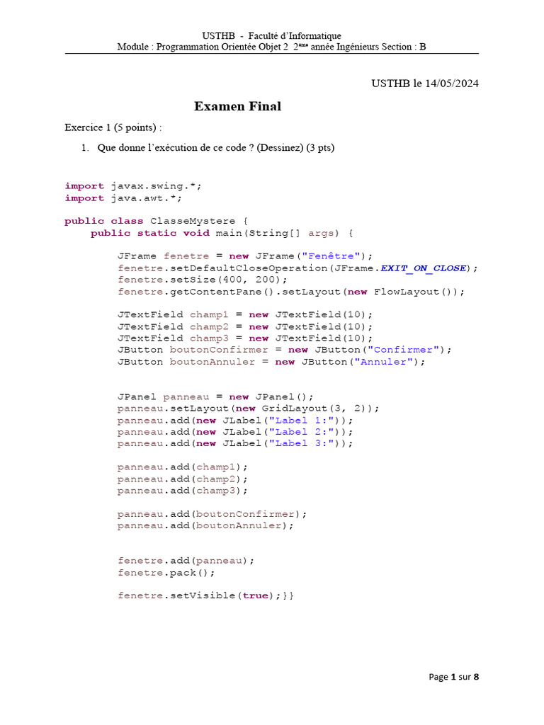 Sujet Ing B | PDF | Java (Langage de programmation) | Informatique