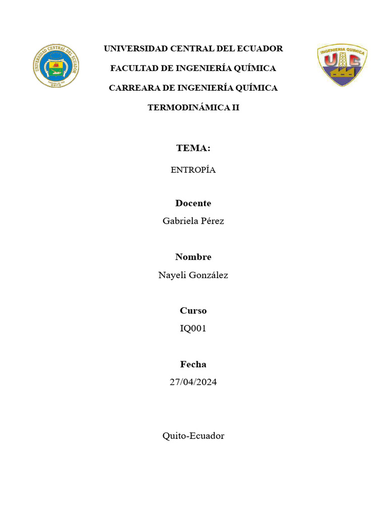 Gonzalez Nayeli Tarea | PDF | Cantidades fisicas | Entropía