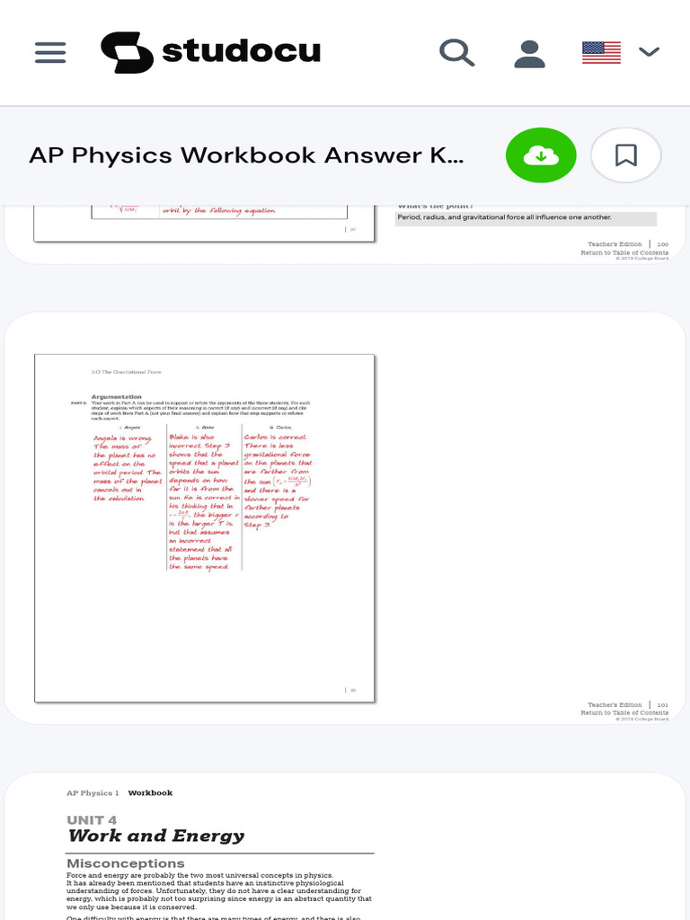 AP Physics Work Sheet Answers | PDF | Force | Science