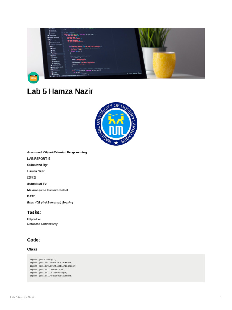 A Dvace Oop Lab Report Solved 5 4th Cs | PDF | Information Retrieval | Sql