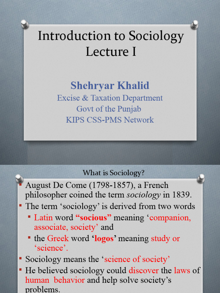 Sociology Lecture 1 | PDF | Sociology | Science