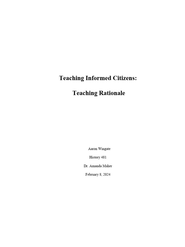 Teaching Rationale | PDF | Inquiry | Critical Thinking