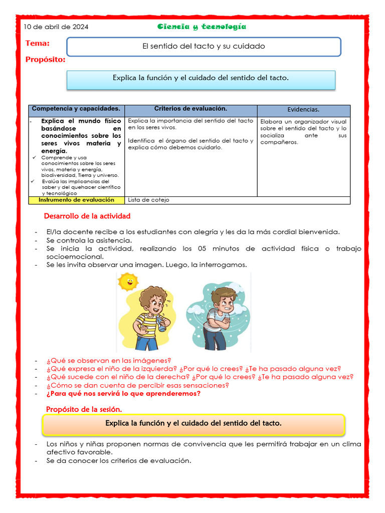 Cuidado y Función del Sentido del Tacto | PDF | Piel