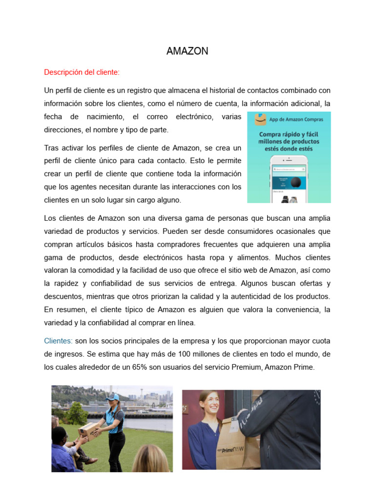 Descripción Del Cliente y Consumidor Amazon | PDF | Los consumidores ...