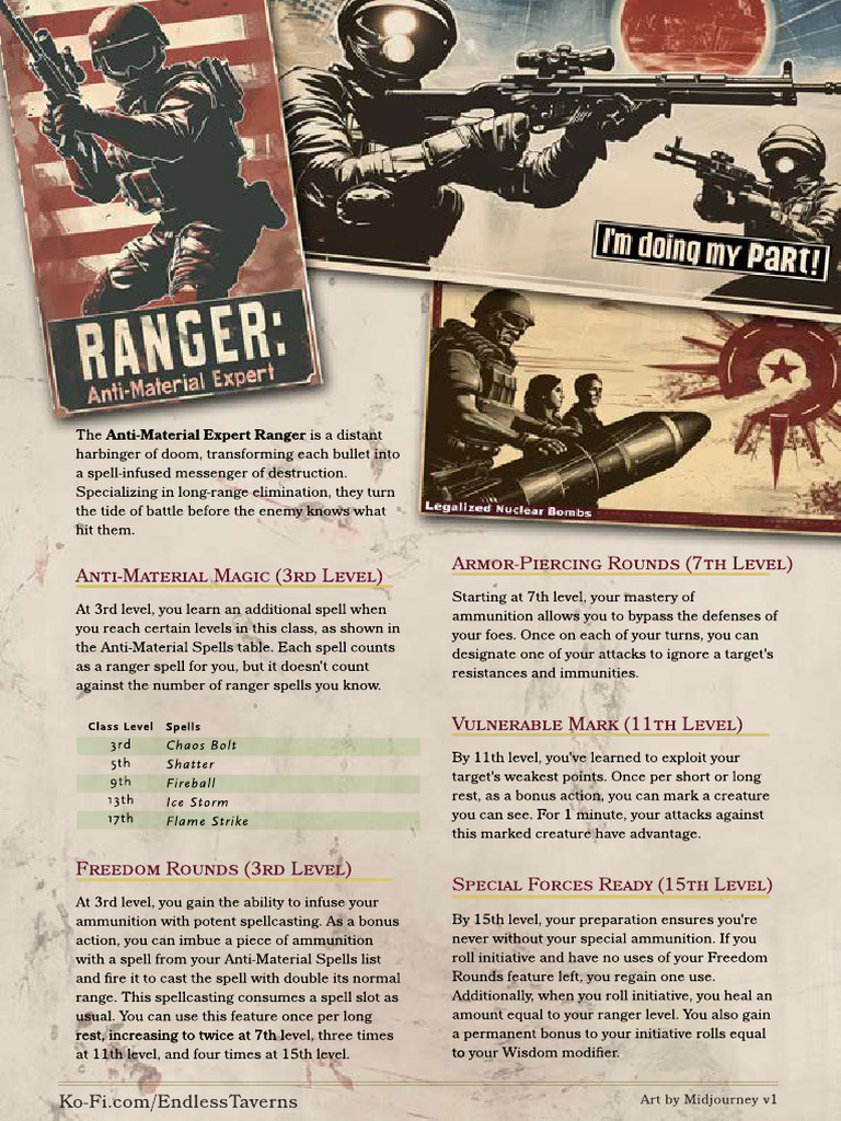 Anti Material Helldiver DND 5e Ranger v1 | PDF