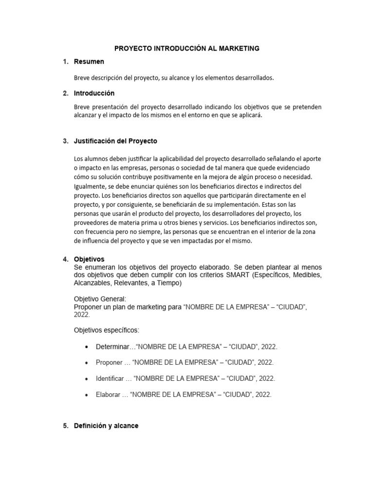 Estructura de Proyecto Introducción Al MKT 2022 Ii | PDF | Business | Marca